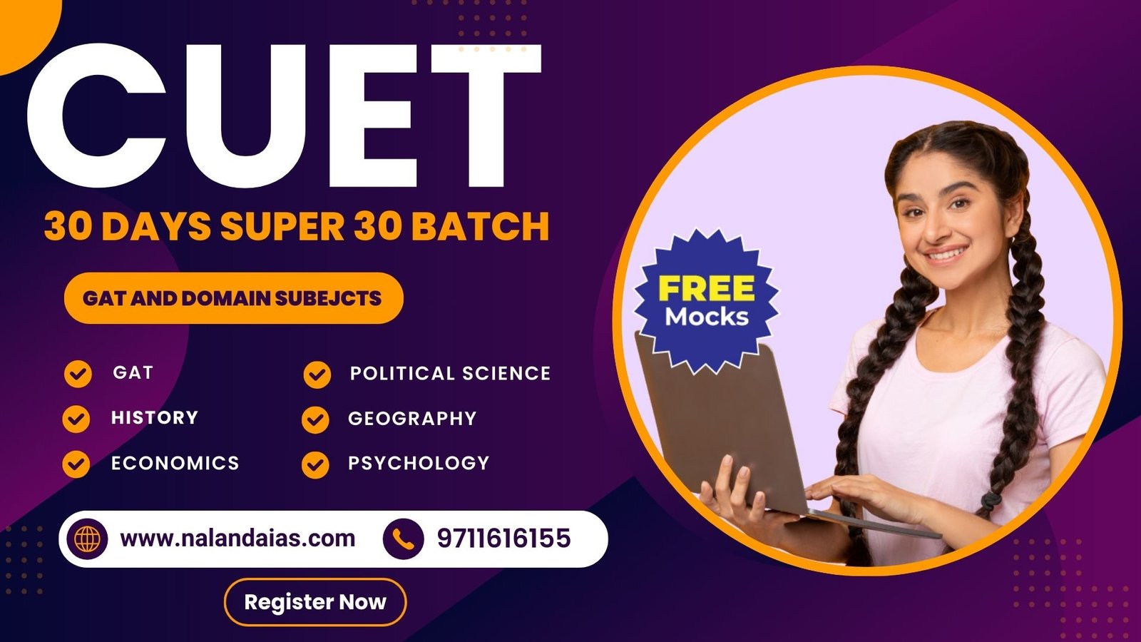 30 Days Super 30 CUET Batch - Nalanda IAS Academy